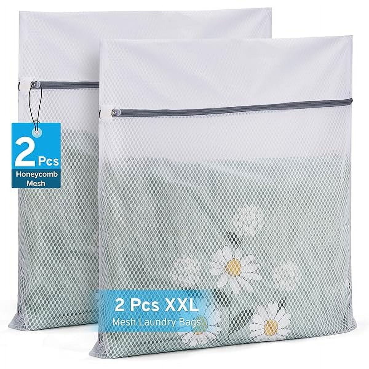 2 Pack XXL Durable Honeycomb Mesh Laundry Bags for Delicates with ...