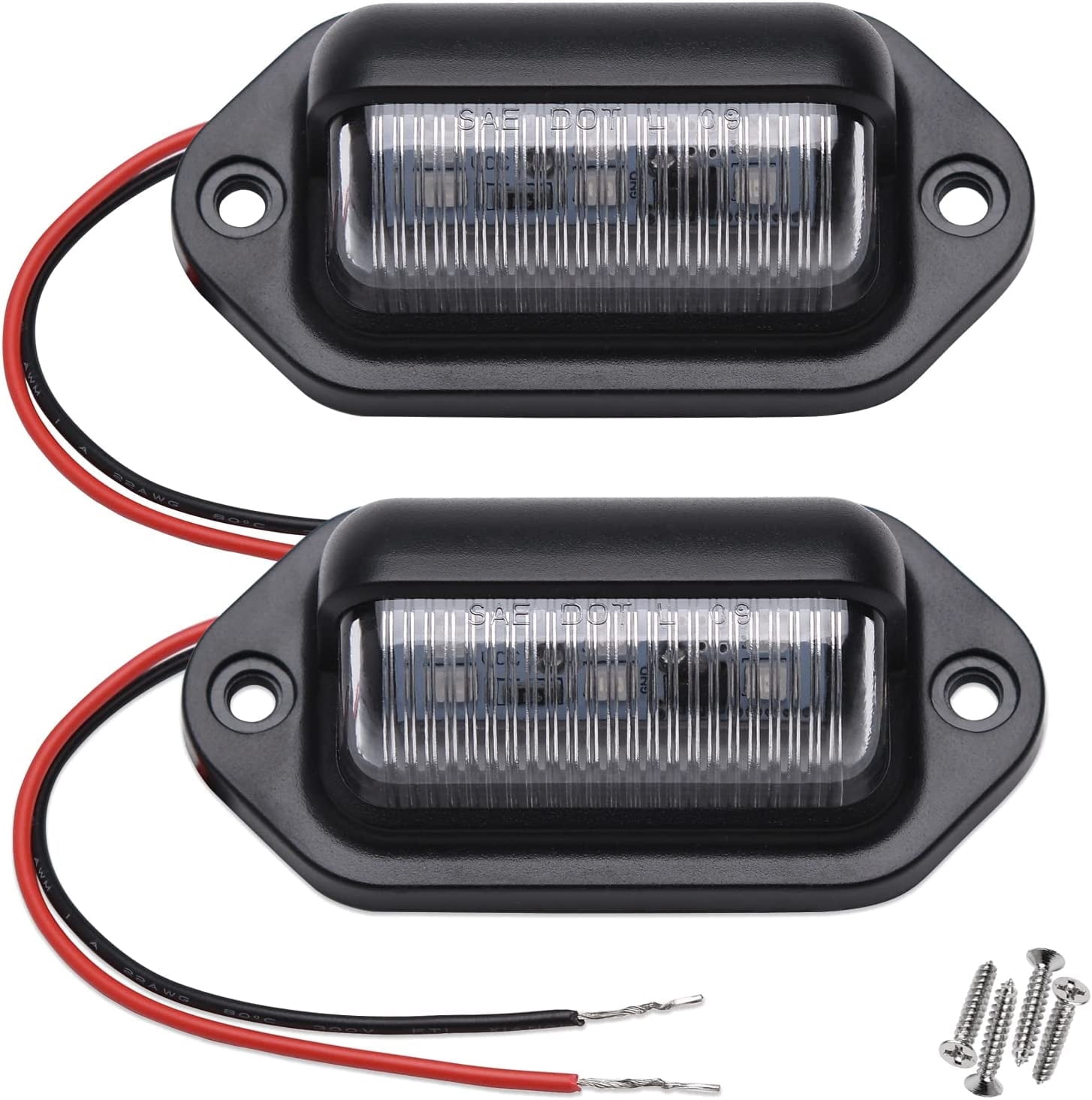 2-Pack Xenon Amber yellow LED License Plate Lights 6-SMD 12V-24V ...