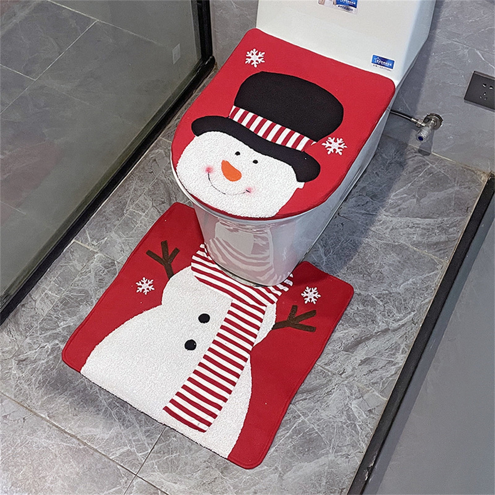 2-Pack Xmas Snowman Toilet Seat Covers - Elastic Band For Secure Fit ...