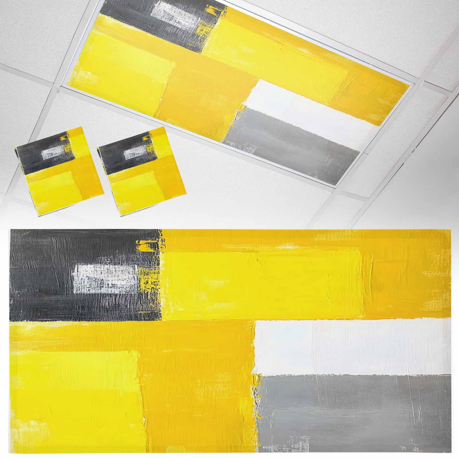 2 Pack Yellow Black Oil Painting Fluorescent Light Covers for Ceiling ...