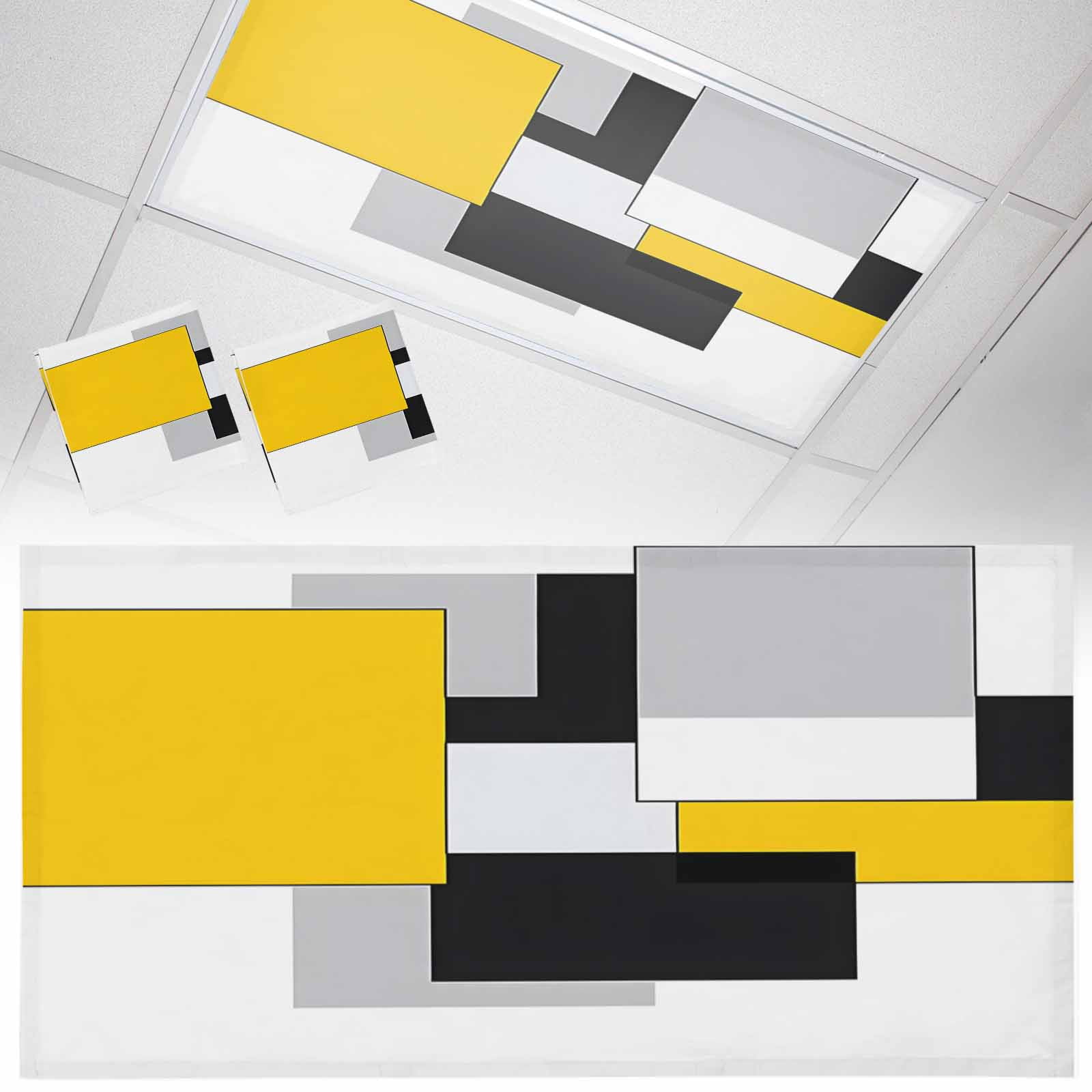 2 Pack Yellow Black White Geometric Fluorescent Light Covers for ...