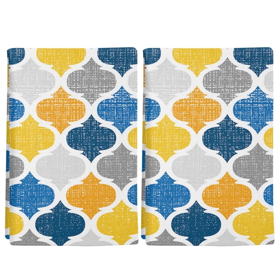 2 Pack Yellow Blue Kitchen Towels Moroccan Trellis Retro Abstract ...