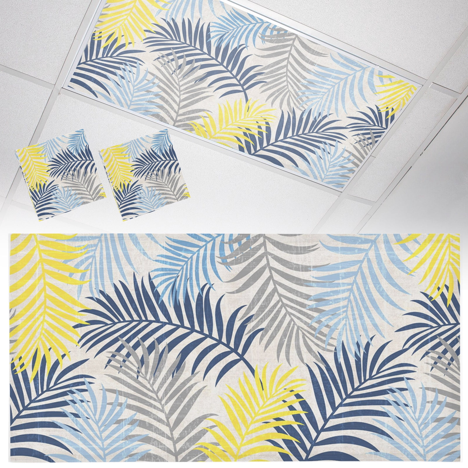 2 Pack Yellow Blue Palm Leaves Fluorescent Light Covers for Ceiling ...