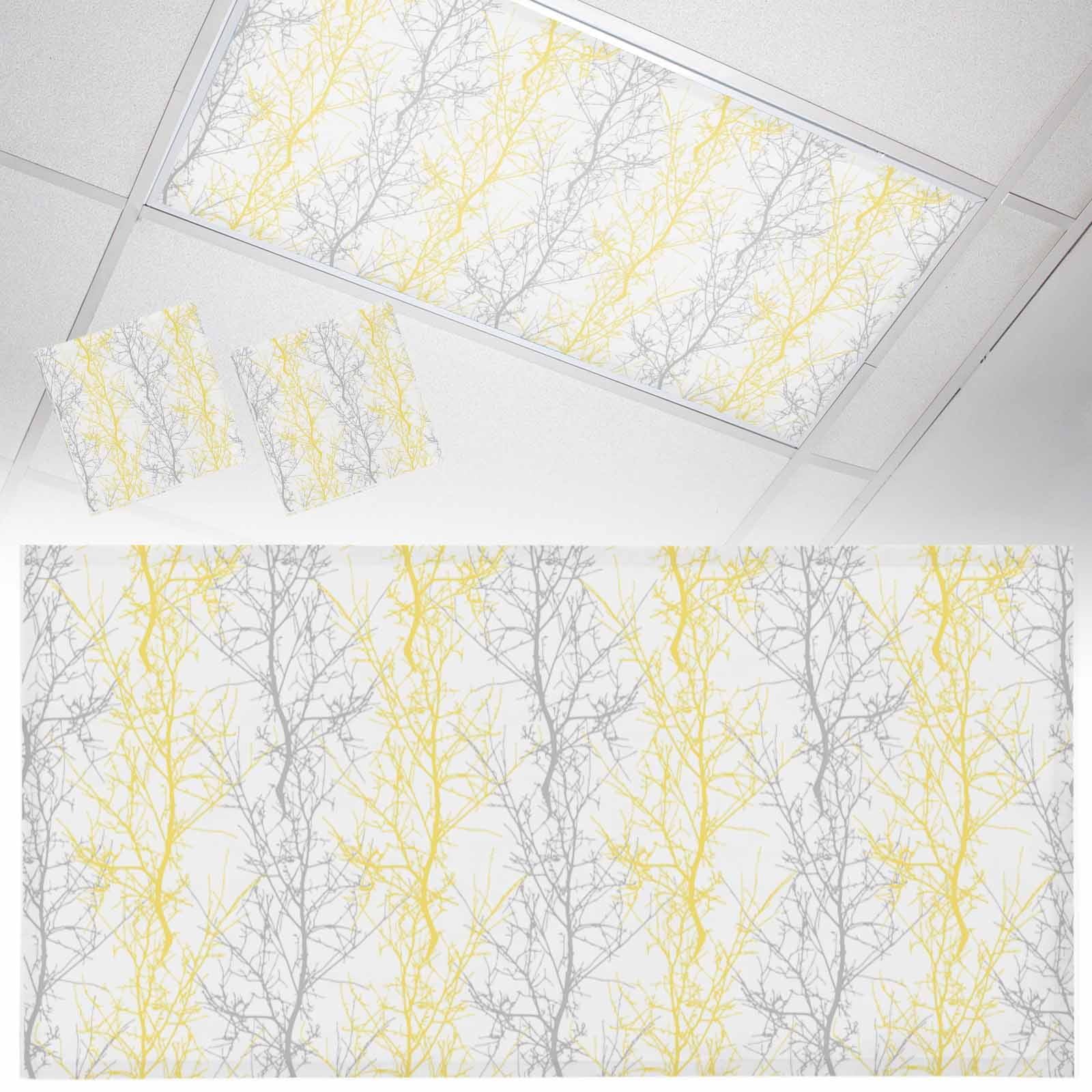2 Pack Yellow Grey Fluorescent Light Covers for Ceiling Lights Tree ...