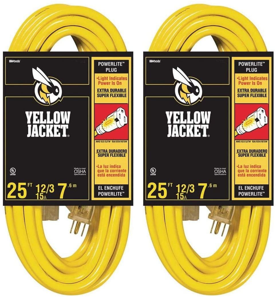 2-Pack - Yellow Jacket 12/3 Heavy-Duty 15-Amp SJTW Contractor Extension ...