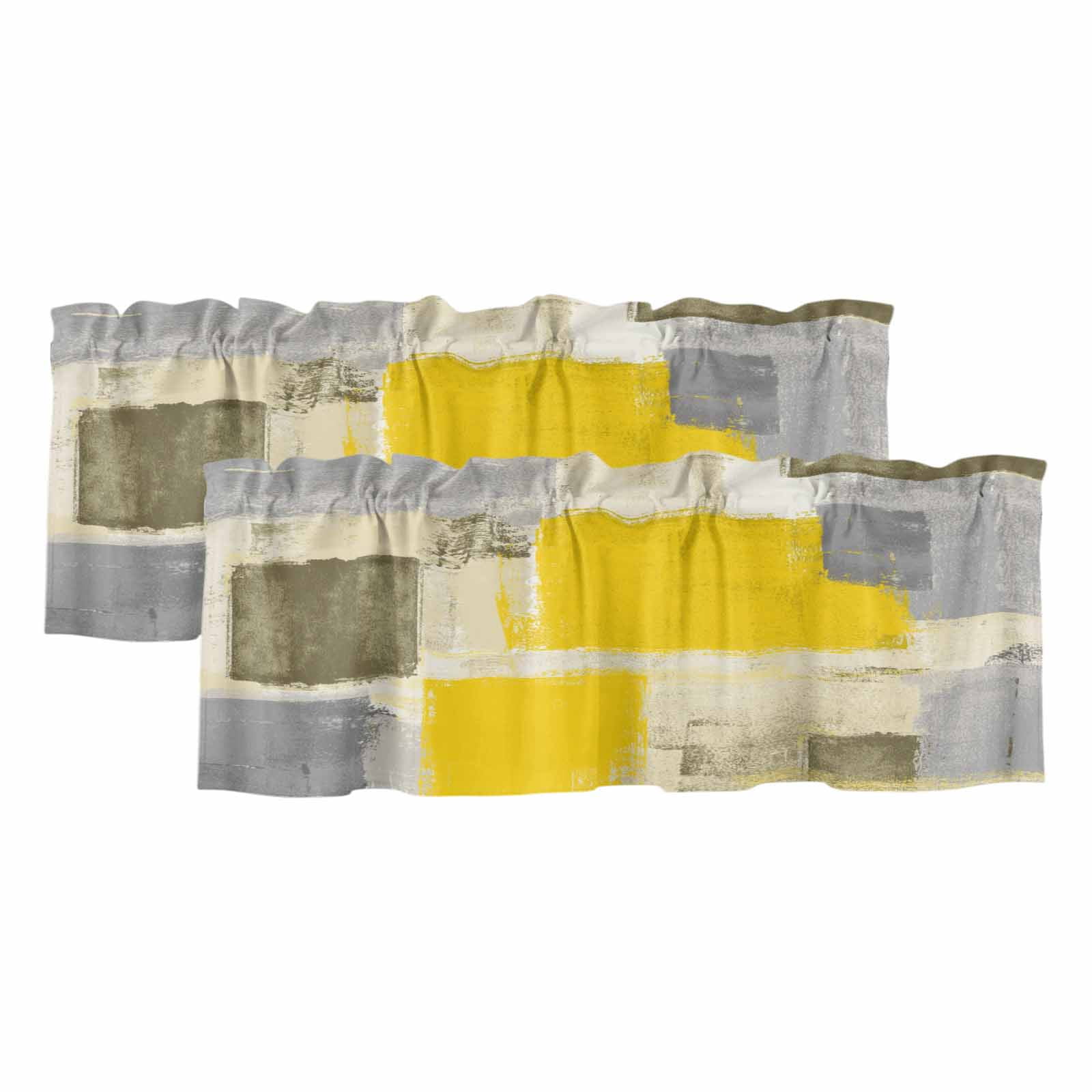 2 Pack Yellow Paint Valance for Window Abstract Mottled Classic Art ...