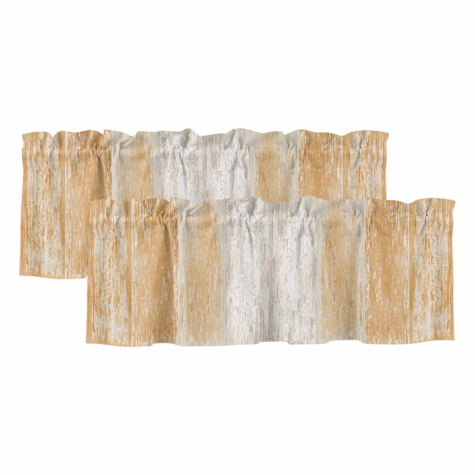 2 Pack Yellow Planks Valance for Window Farmhouse Vertical Wood Grain ...