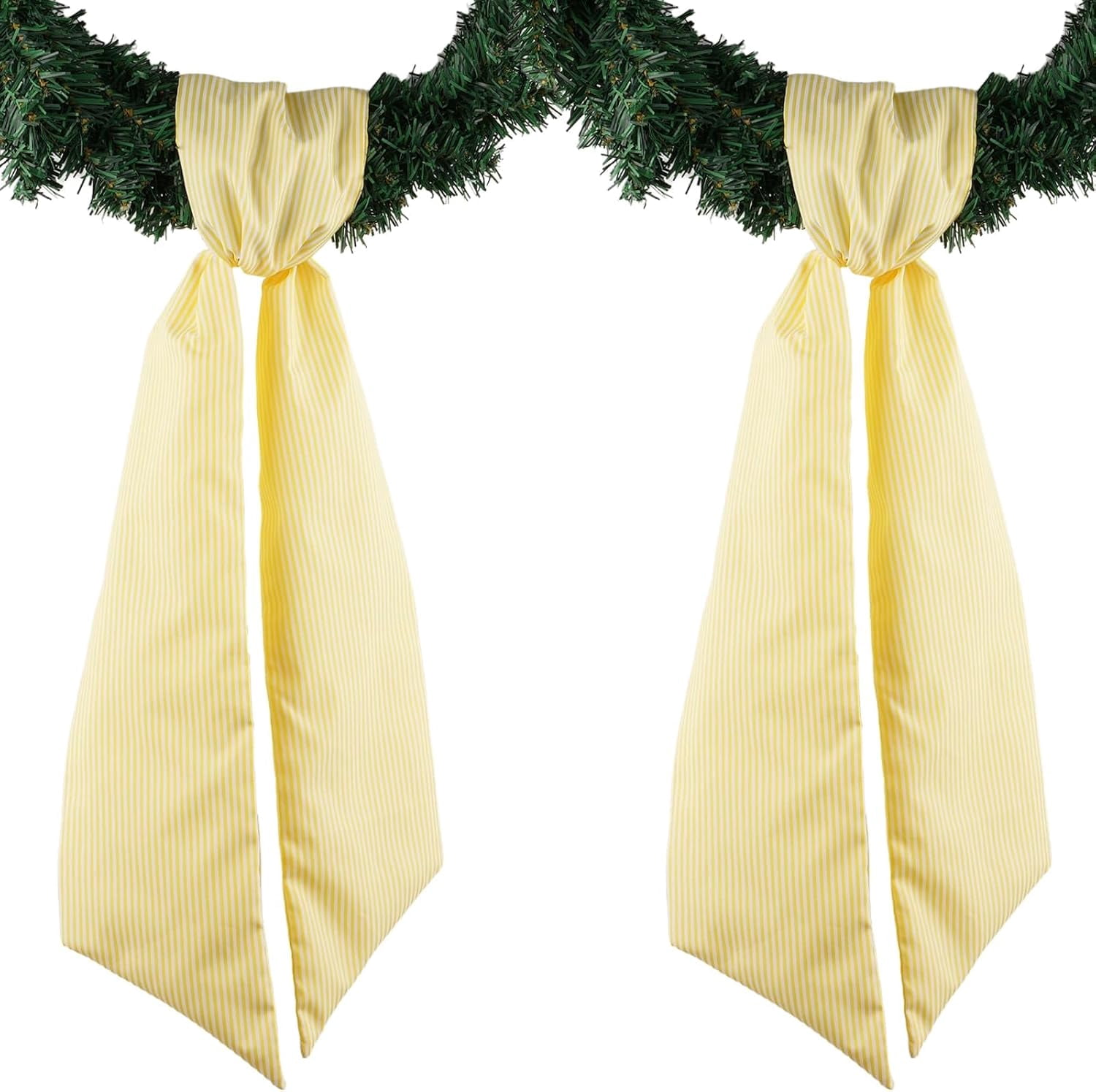 2 Pack Yellow White Stripe Wreath Sash Front Door Decoration, 5.12" x ...