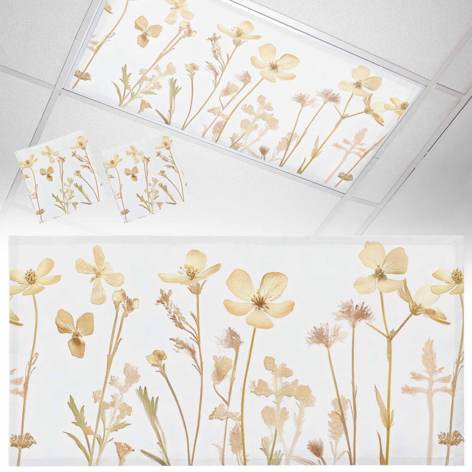 2 Pack Yellow Wildflowers Spring Fluorescent Light Covers for Ceiling ...