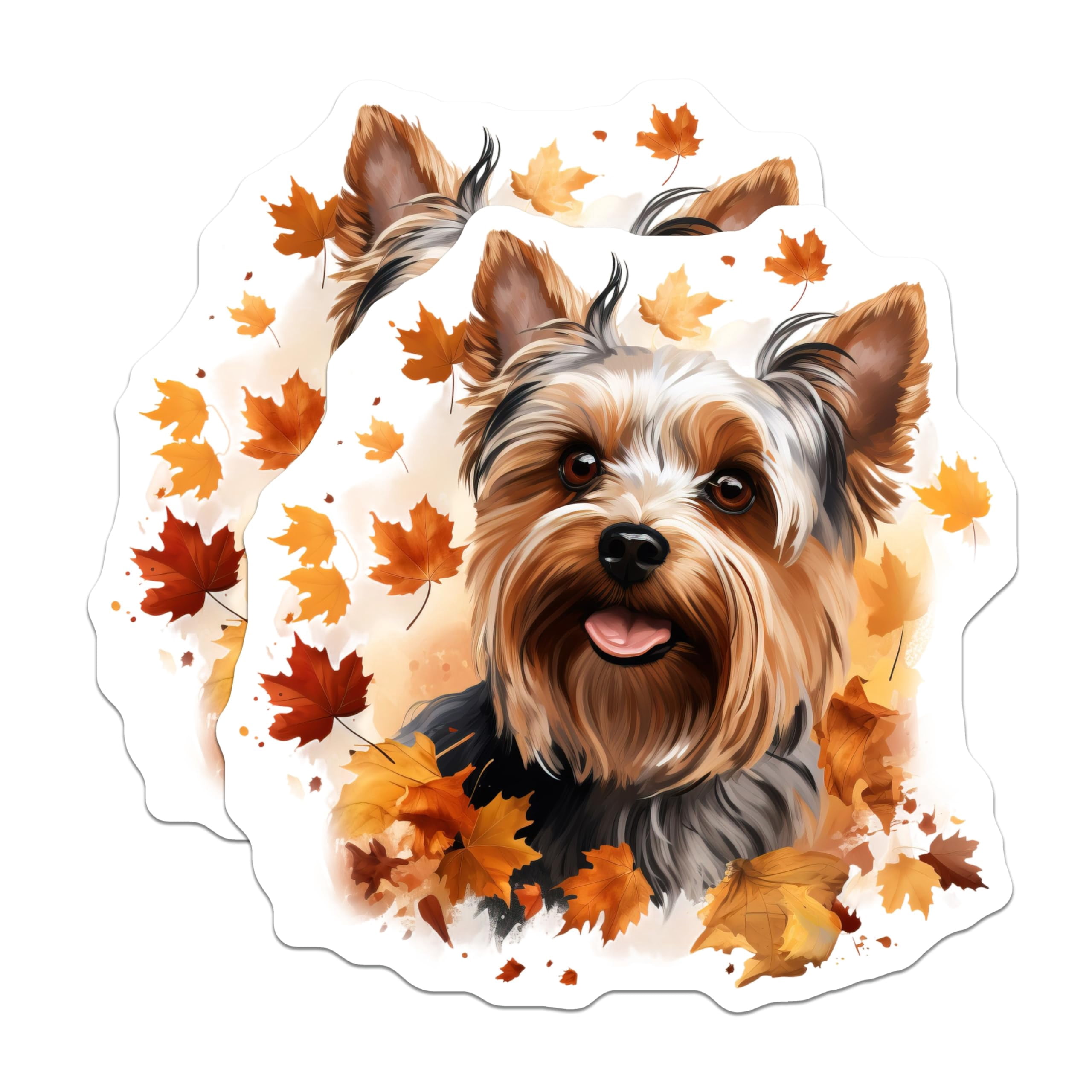 (2 Pack) Yorkshire Terrier Dog Magnets - Autumn Fall Leaves - Cute ...