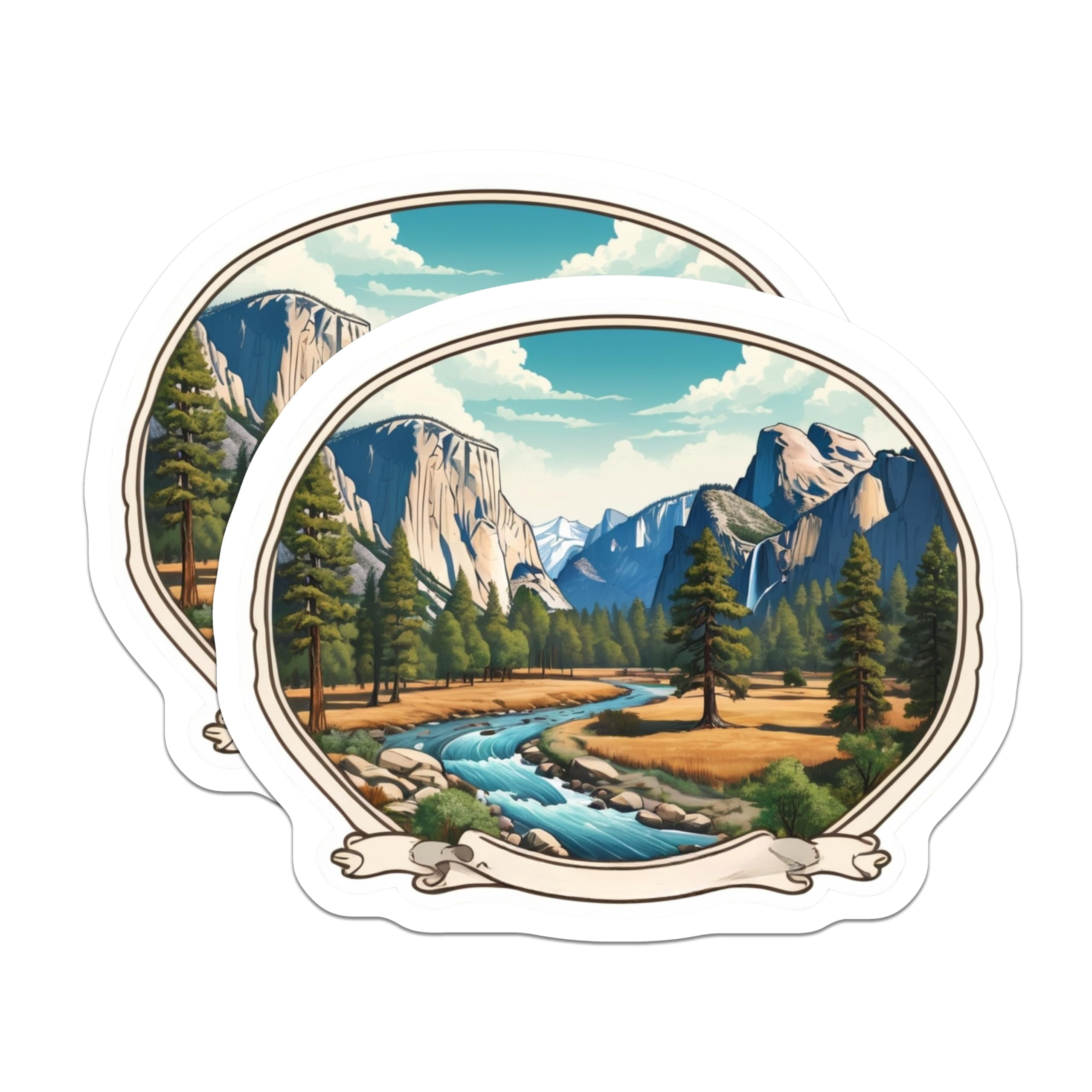 (2 Pack) Yosemite Valley Stickers - National Park Landscape - Mountain ...