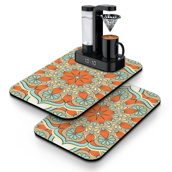 2 Pack Zen Meditation Coffee Mat Set - Mystic Ethnic Design, Ultra ...