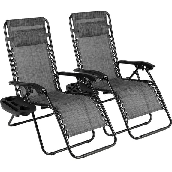 2 Pack Zero Gravity Chair, Patio Reclining Lounge with Adjustable ...