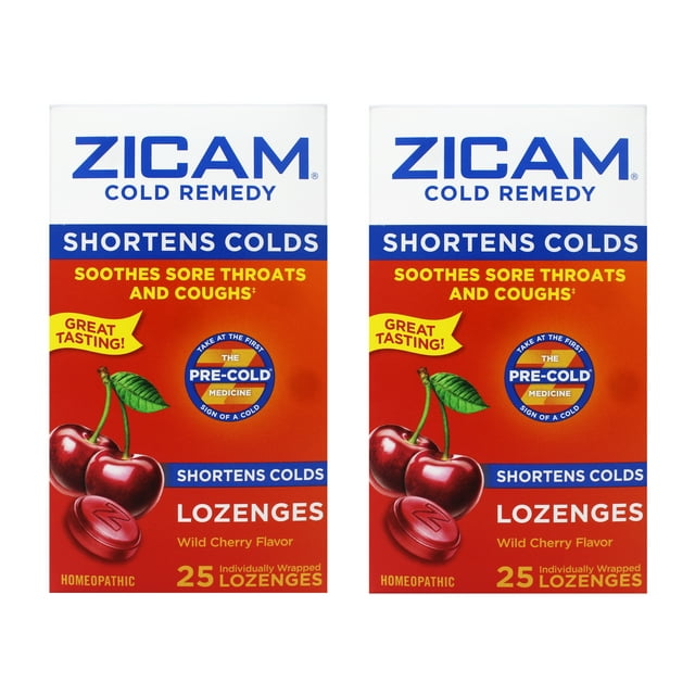 2 Pack - Zicam Cold Remedy Zinc Lozenges, Soothes Sore Throat and ...