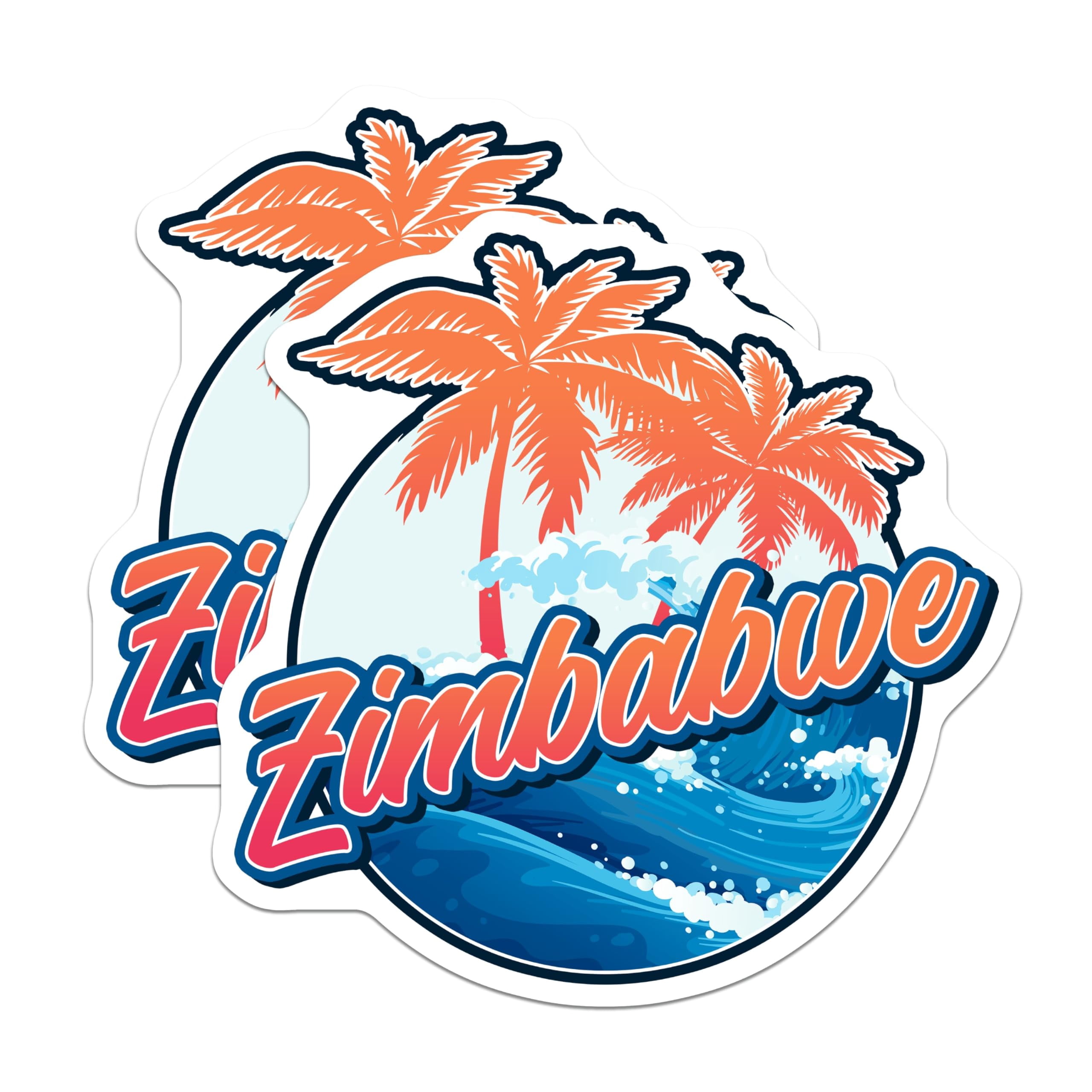 (2 Pack) Zimbabwe Stickers - Travel Stickers - Tropical Stickers - 5 ...