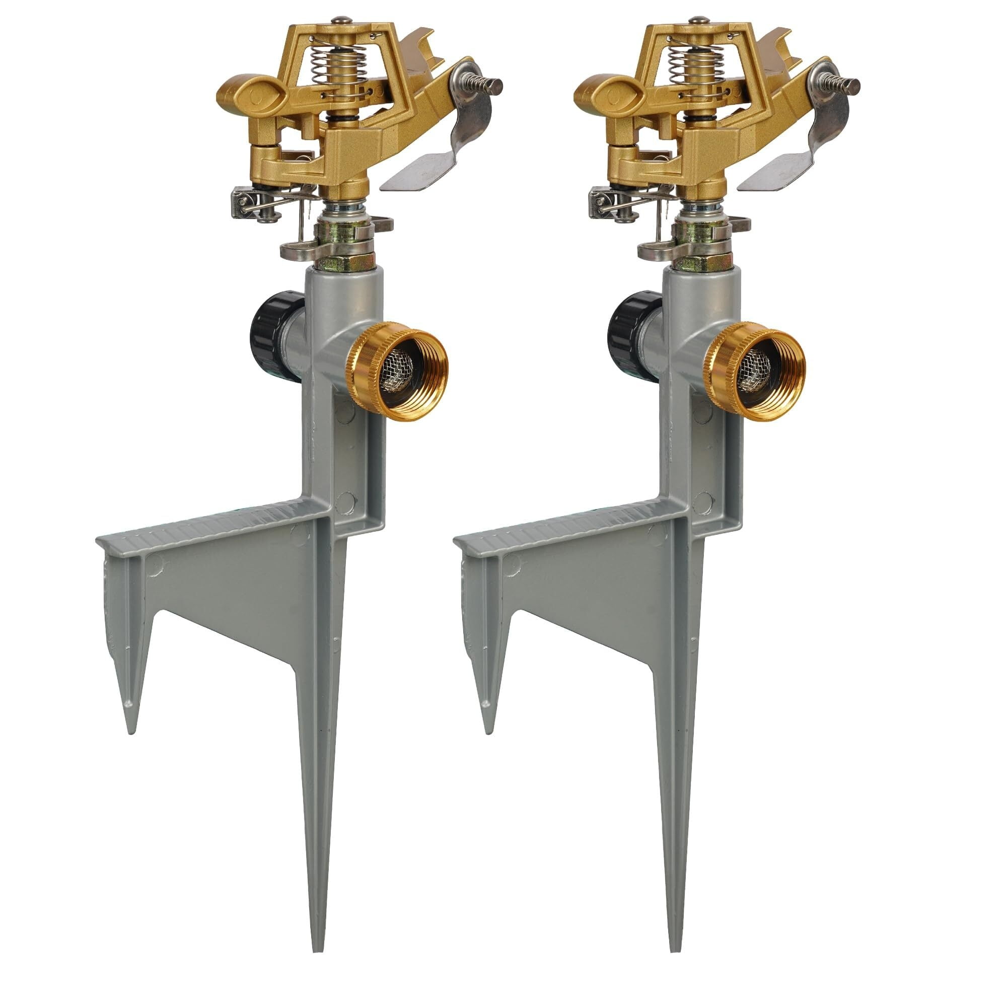 2 Pack Zinc Alloy Impact Sprinklers for Yard, Pulsating Water Sprinkler ...
