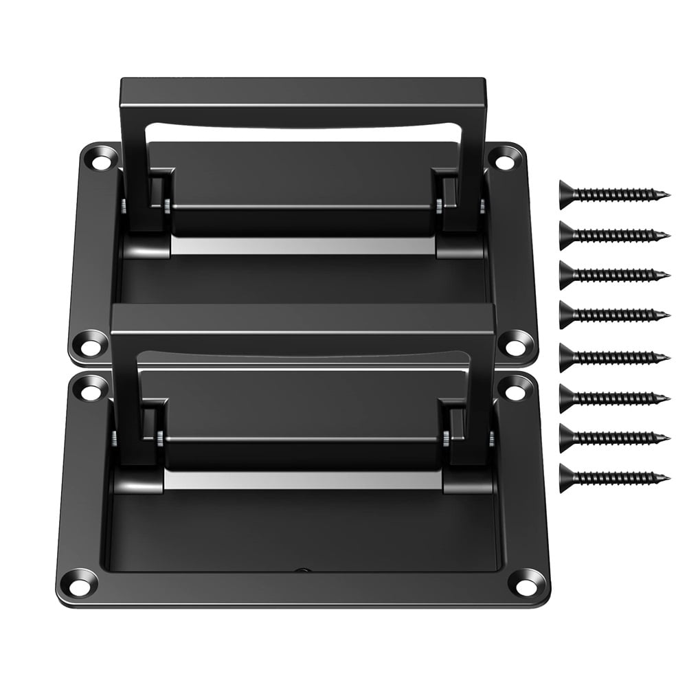 2 Pack Zinc Alloy Recessed Pull Handles Container Handle Black Flush ...