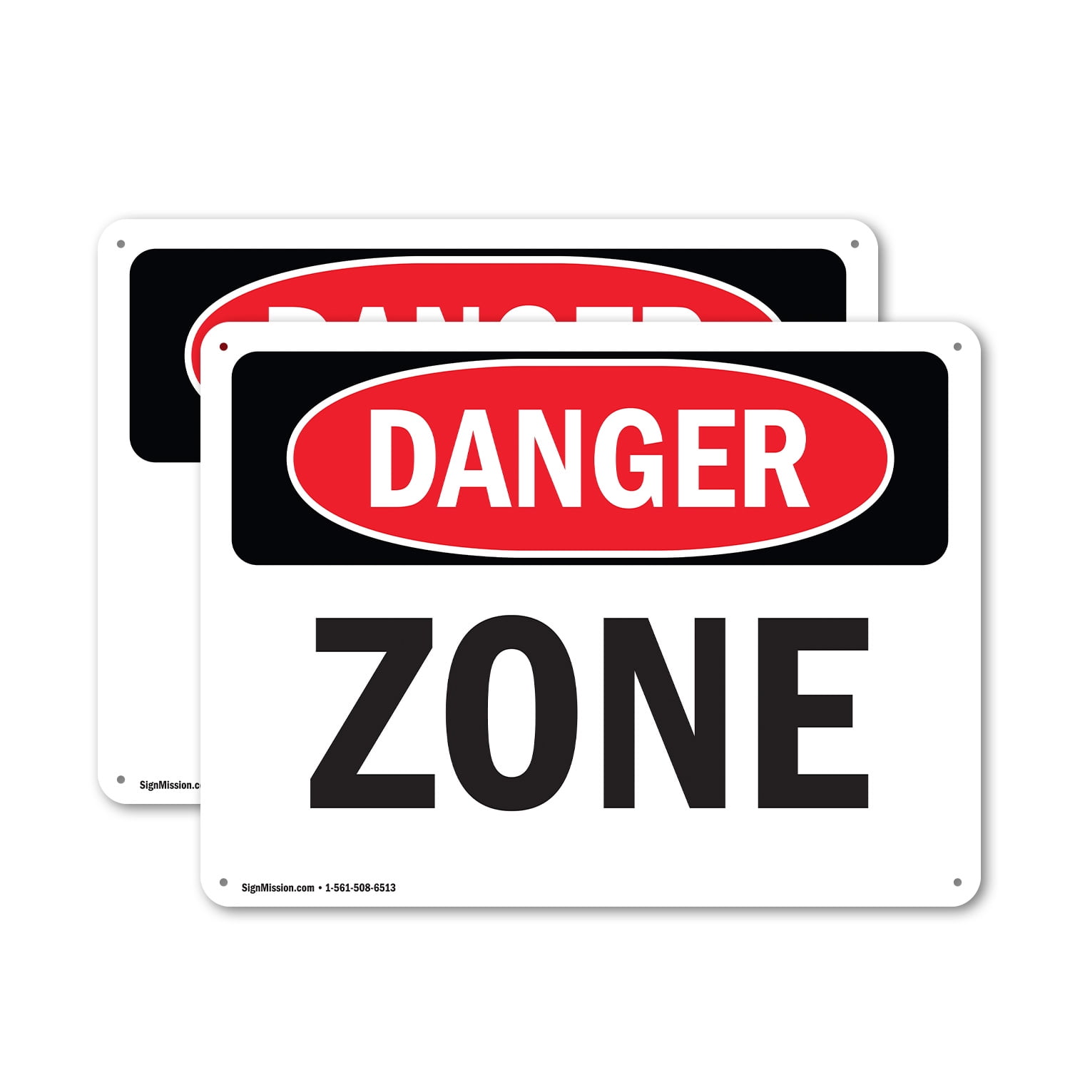 (2 Pack) Zone OSHA Danger Sign 14 Inch X 10 Inch Plastic Sign, Weather ...