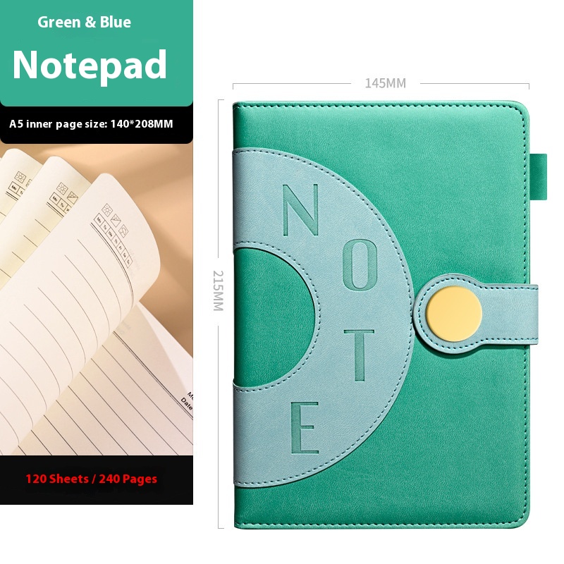 2 Pack （cyan+orange） A5 Hardcover Leather Journals Thick for School ...