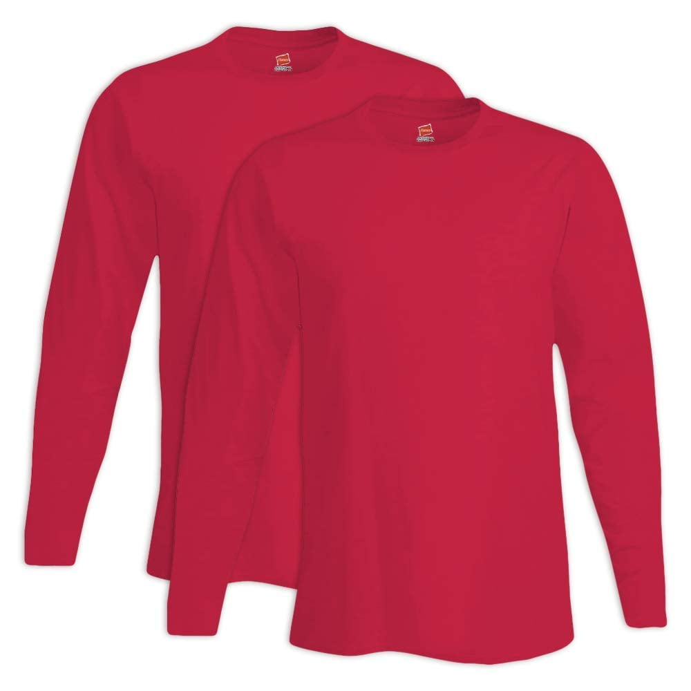 Hanes Mens Nano-T® Long-Sleeve T-Shirt (Pack of 2) 2 Deep Red - Walmart.com