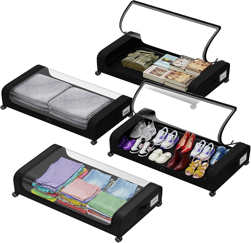 2 Pack Under ed Storage with Wheels, Under ed Shoe Storage rger ...