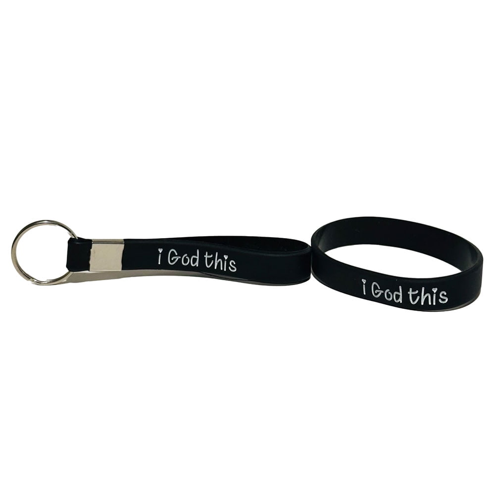 2 Pack faith inspired ~ i God this Key Chain & Bracelet - Black with ...