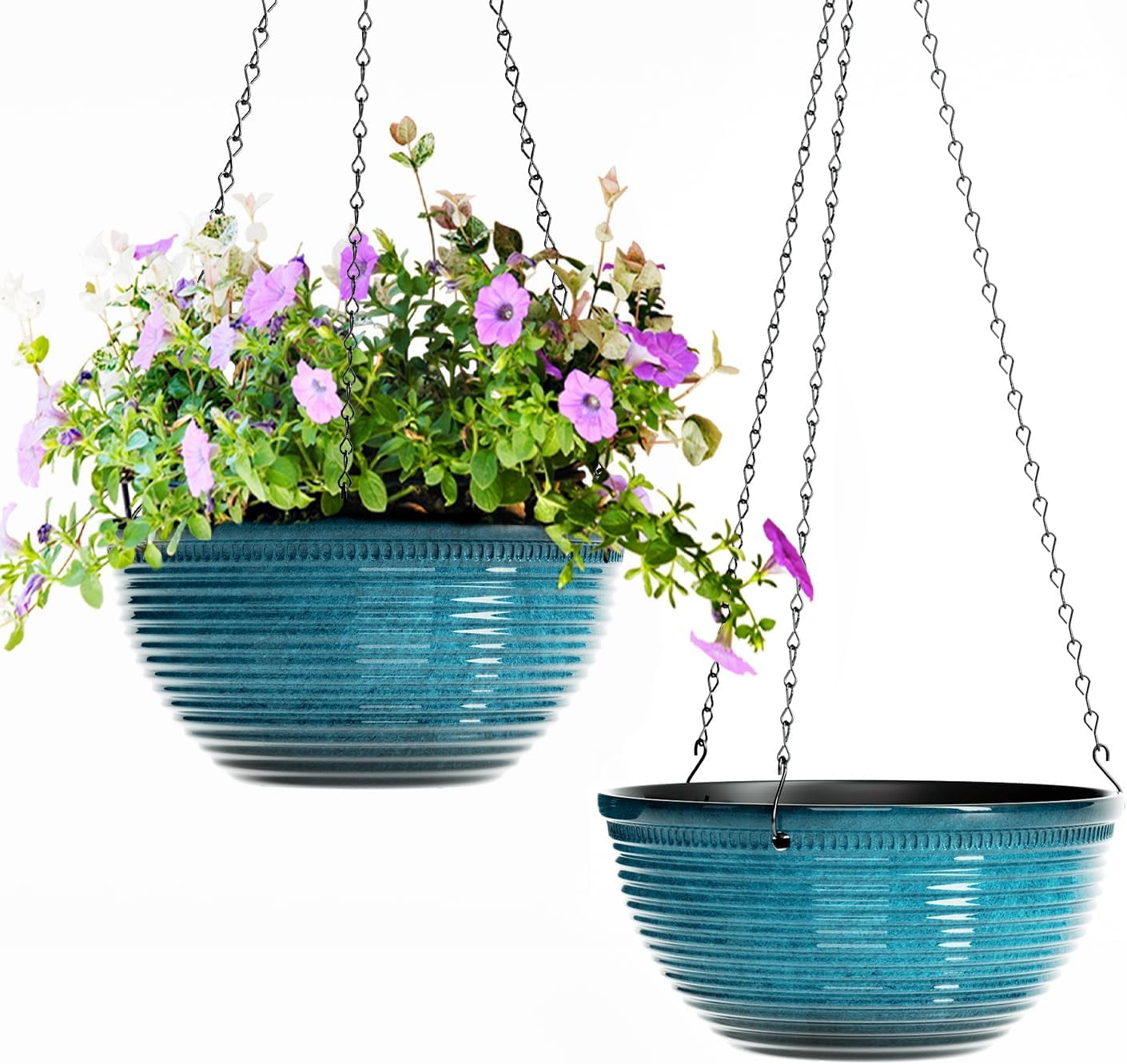 2 Pack for Indoor Outdoor Plants, 10 Inch Hanging Planter with Drainage ...