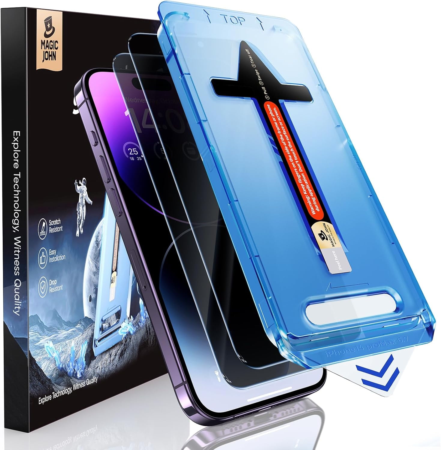 2 Pack for iPhone 14 Pro Max 6.7 inch Privacy Tempered Glass Screen ...