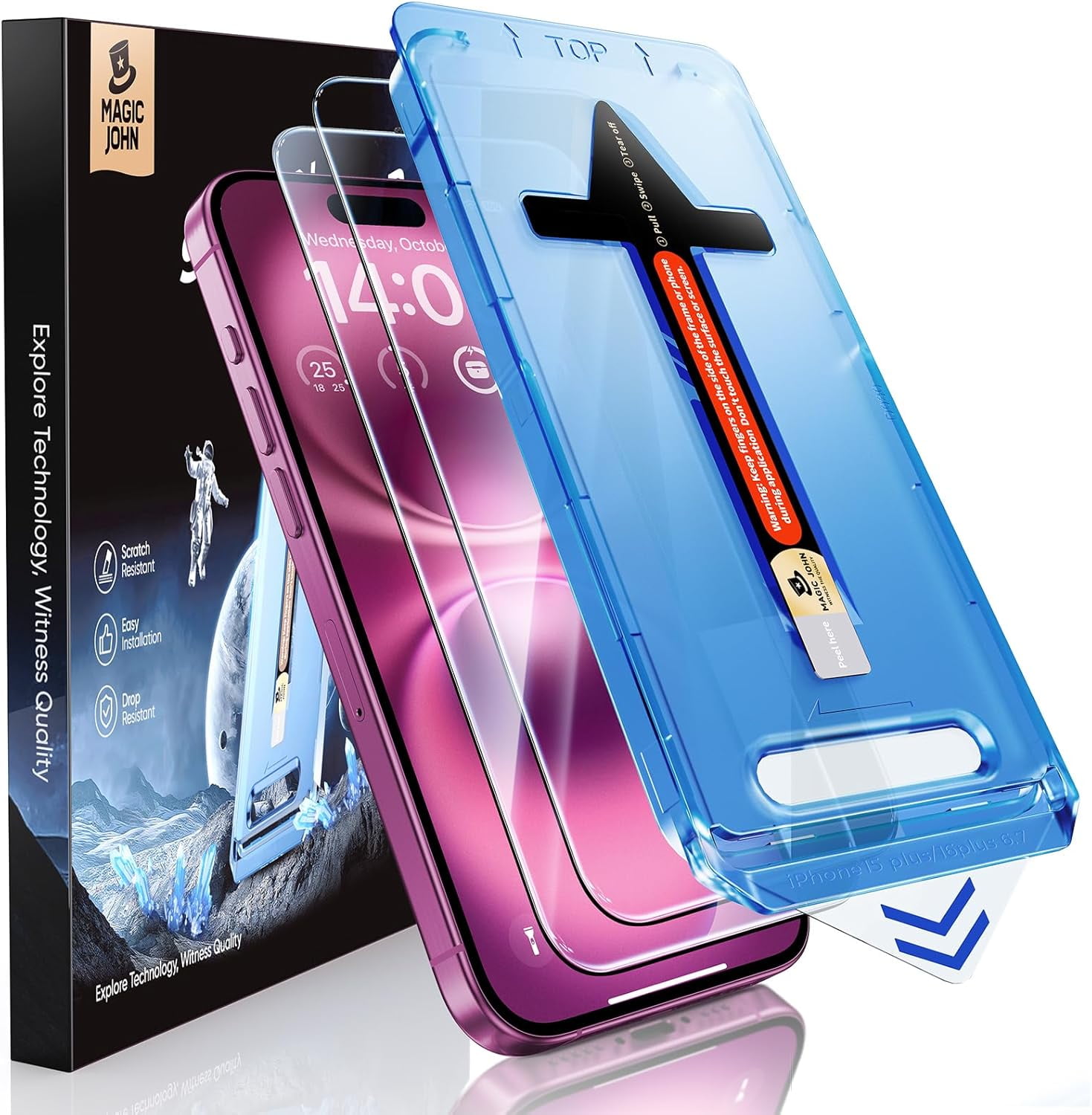 2 Pack for iPhone 16 Plus 6.7 inch Tempered Glass Screen Protector ...