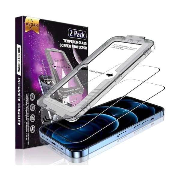 2 Pack for iPhone 12 Pro Max Screen Protector, [Auto Alignment Kit ...