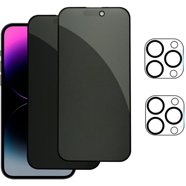 EXGREEM 2-Pack iPhone 14 Pro Privacy Screen & Camera Lens Protector, 9H ...