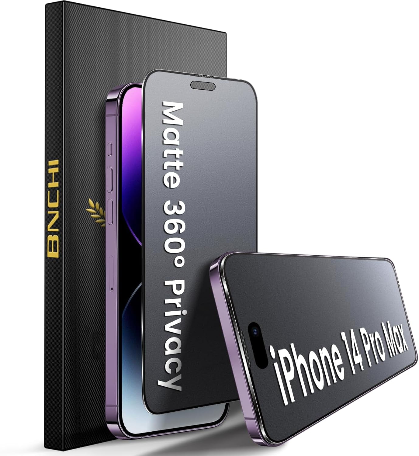 2 Pack for iPhone 15 Pro 360 ° Privacy Matte Screen Protector ...