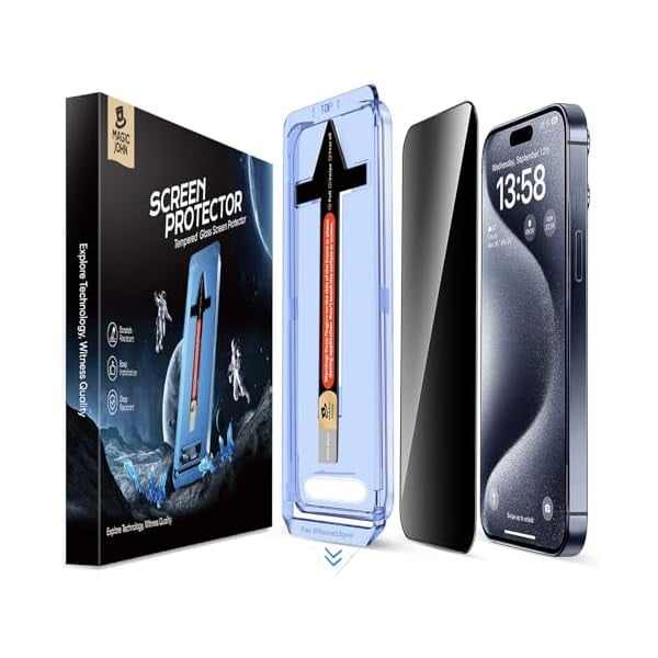 2 Pack for iPhone 15 Pro (6.1 inch) Privacy Glass Screen Protector ...