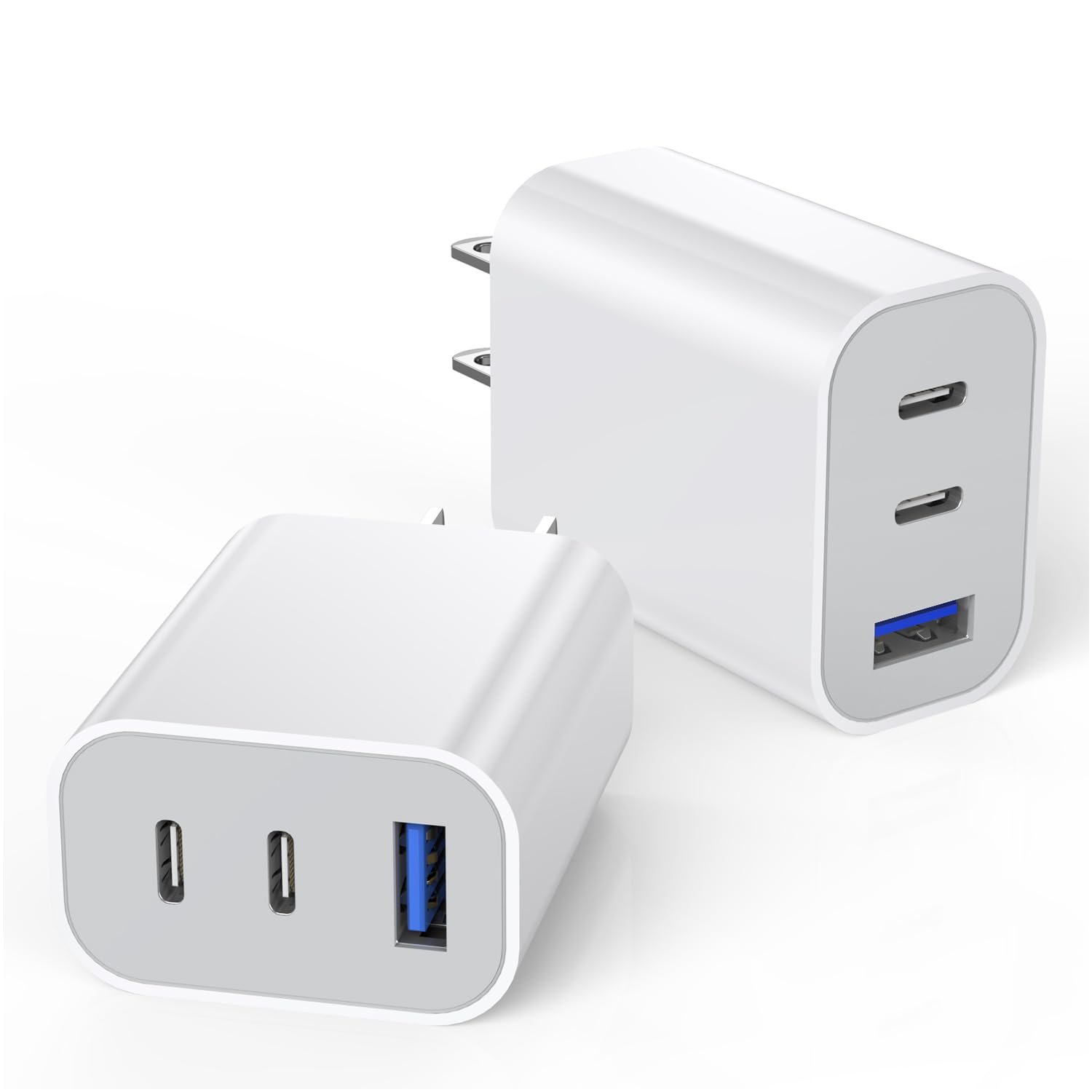 [2-Pack]iPhone 16 15 Charger Block,35W 3-Port Fast USB C Charger Block ...