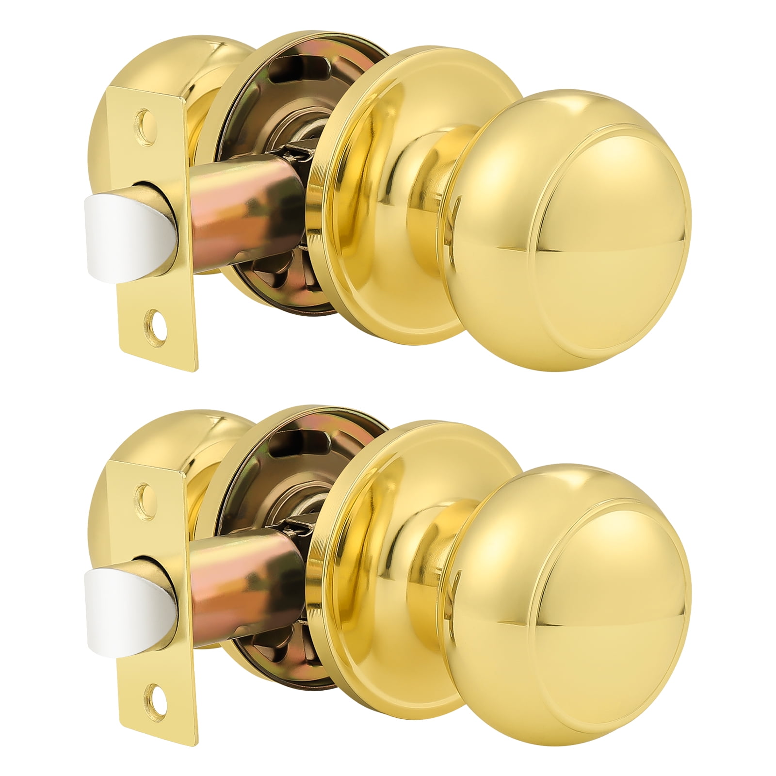 (2 Pack) knobelite Round Passage Door Knob(Non-Locking Knobs), Keyless ...