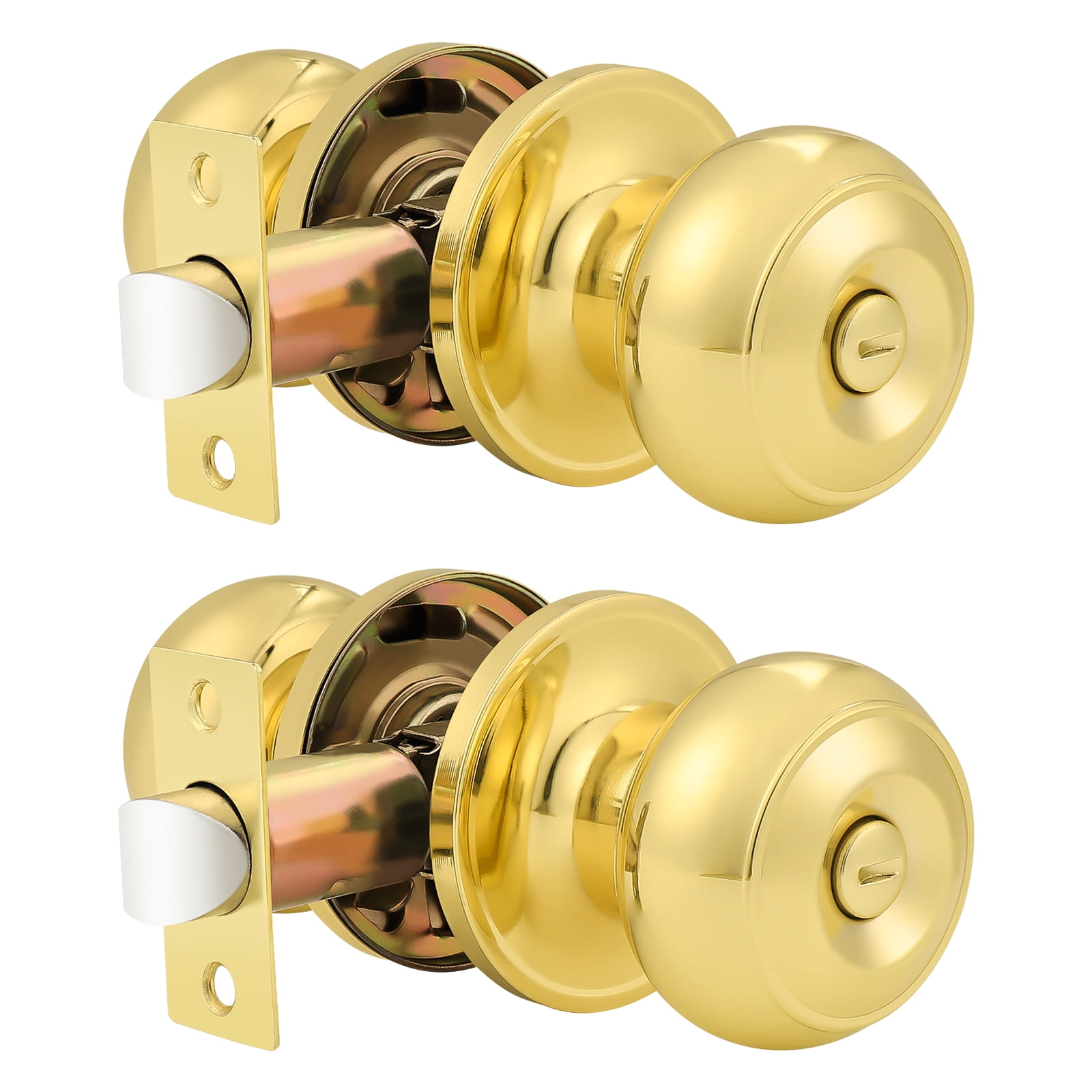 (2 Pack) knobelite Round Privacy Door Knob(Thumb Turn Lock on The ...