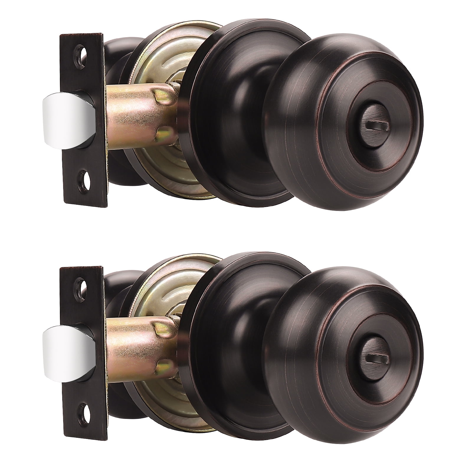 (2 Pack) knobelite Round Privacy Door Knob(Thumb Turn Lock on The ...