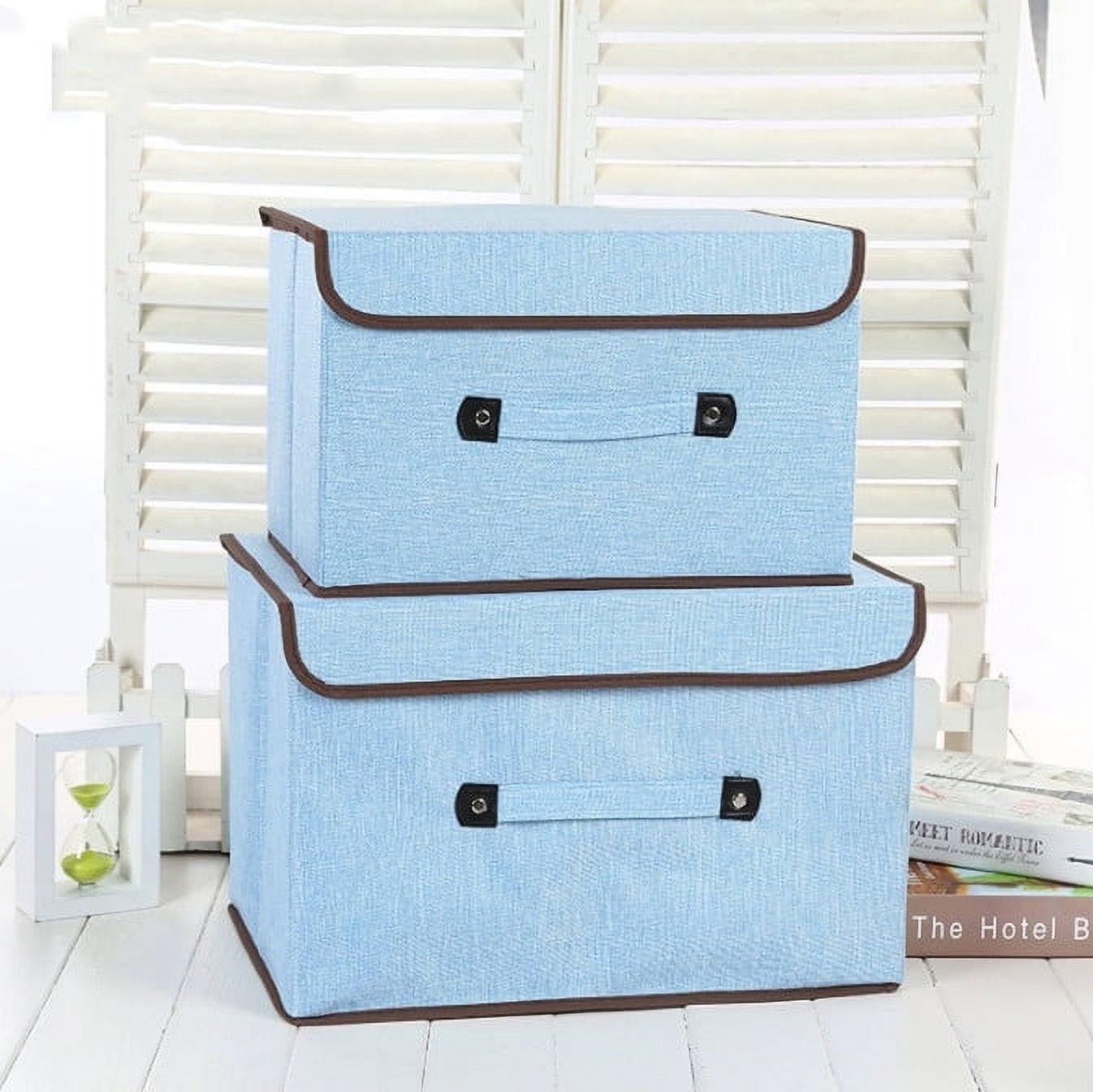 2 Pack linen storage box, Foldable Storage Bins Cubes Boxes with Lid ...
