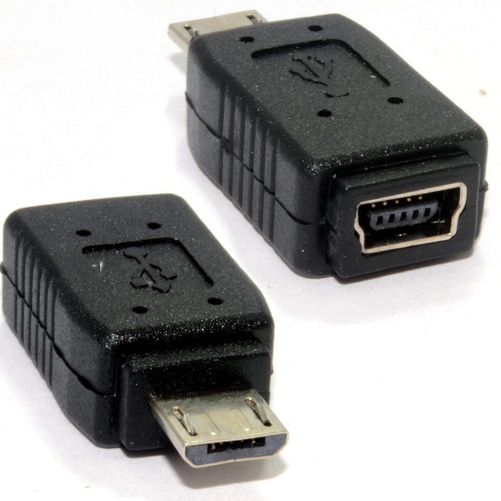 2 Pack new USB micro b male to USB mini 5pin female mp4 convert adapter ...