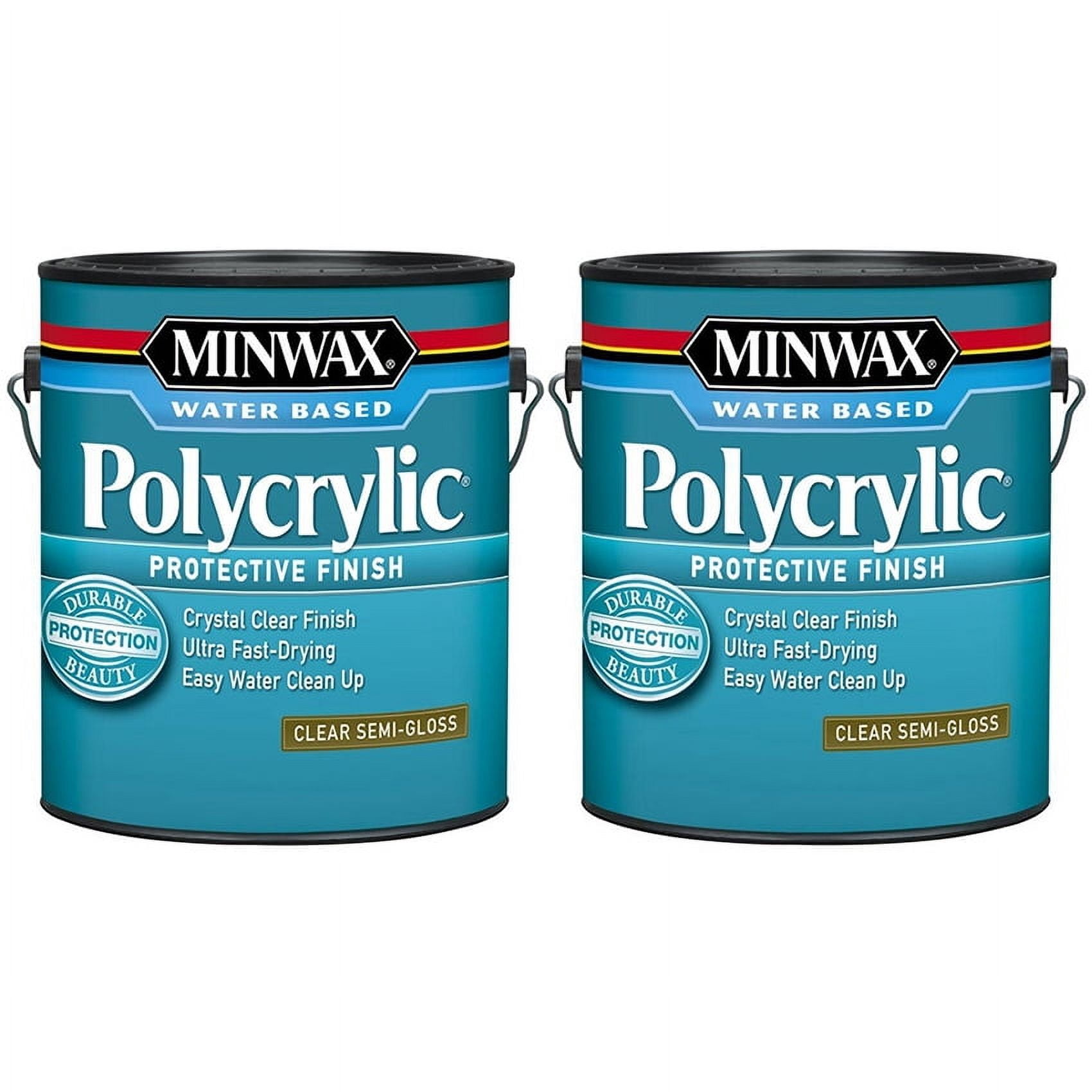 2 Pack of 1 gal Minwax 14444 Clear Polycrylic Water-Based Protective ...