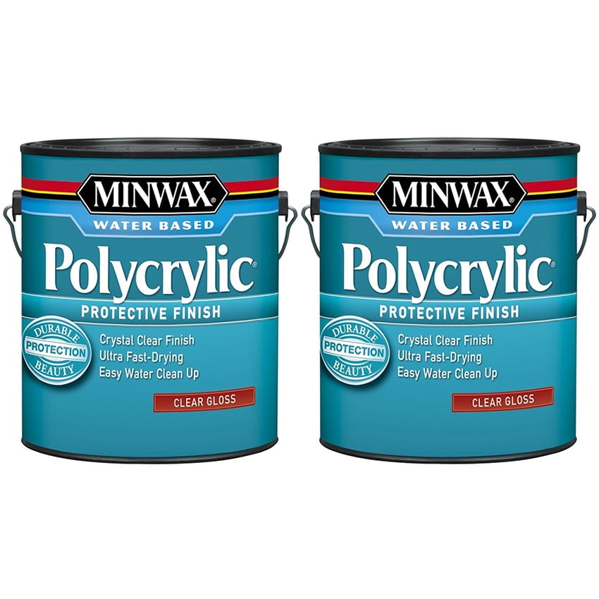 2 Pack of 1 gal Minwax 15555 Clear Polycrylic Water-Based Protective ...