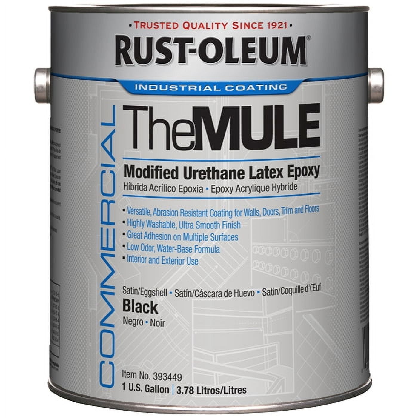 2-Pack of 1 gal Rust-Oleum 393449 Eggshell Black MULE Modified Urethane ...