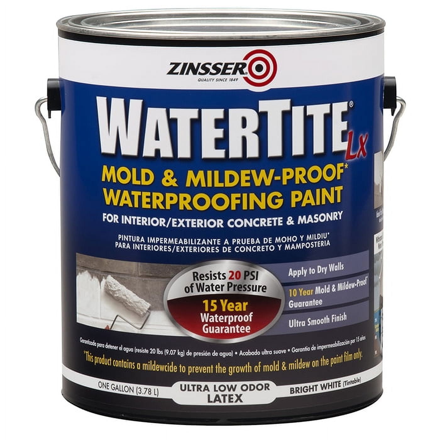 2-Pack of 1 gal Zinsser 270267 White WaterTite-LX Mold & Mildew-Proof ...