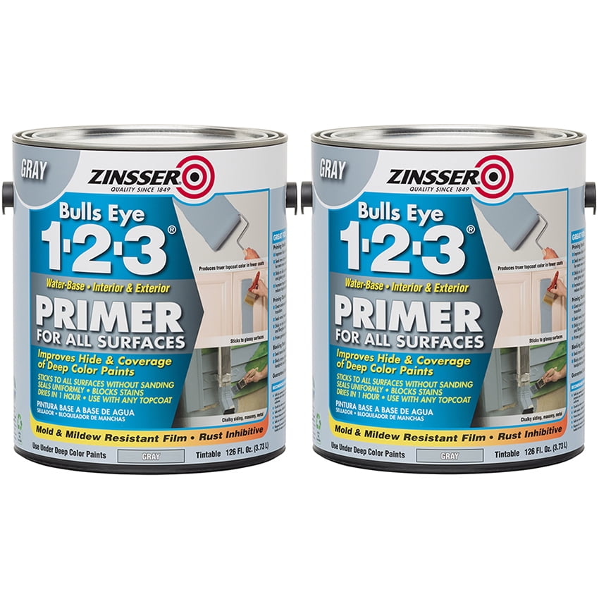 2 Pack of 1 gal Zinsser 285085 Gray Bulls Eye 1-2-3 Water-Based Stain ...