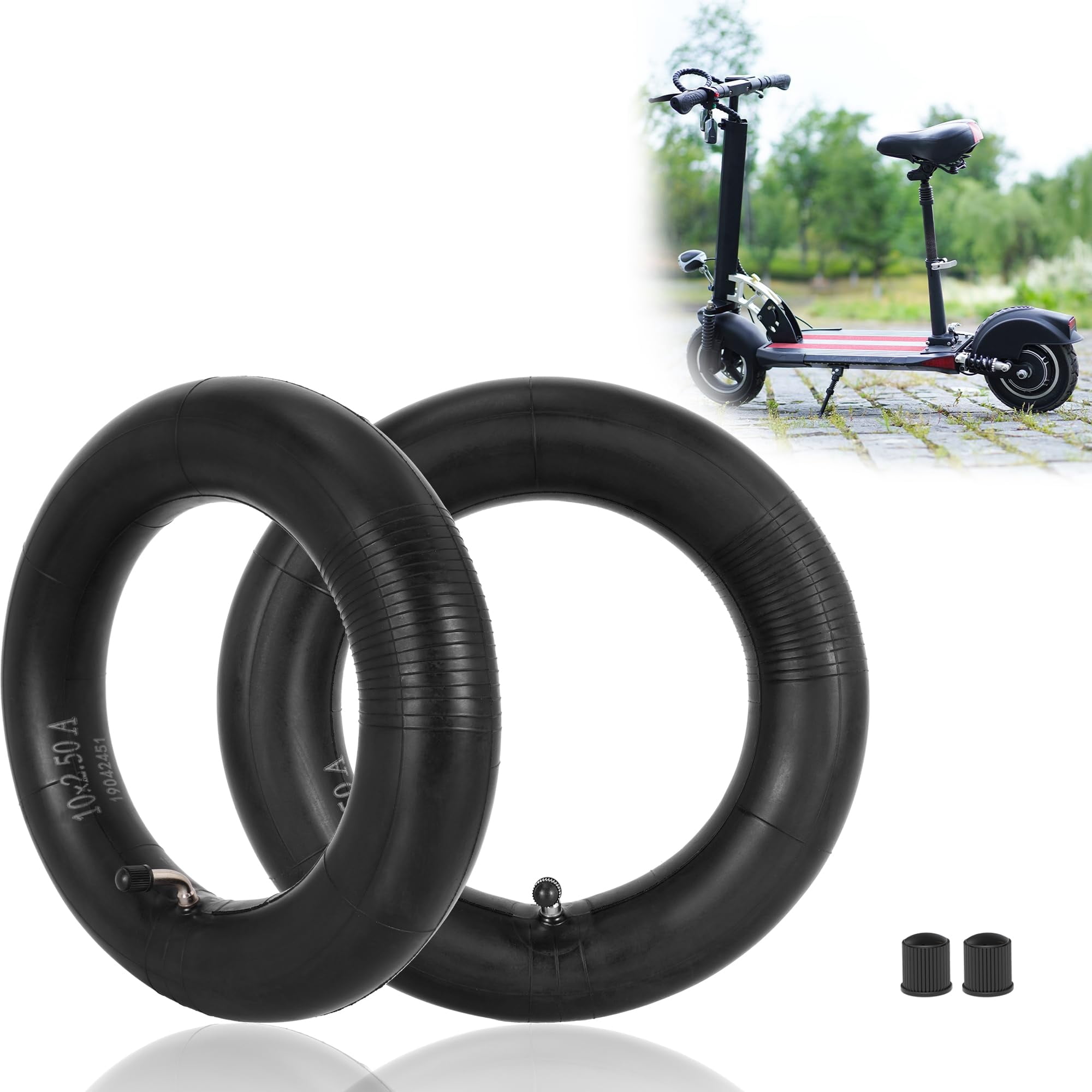 2 Pack of 10"x2.5" Inner Tubes for Electric Scooter with 90° Bent Valve ...