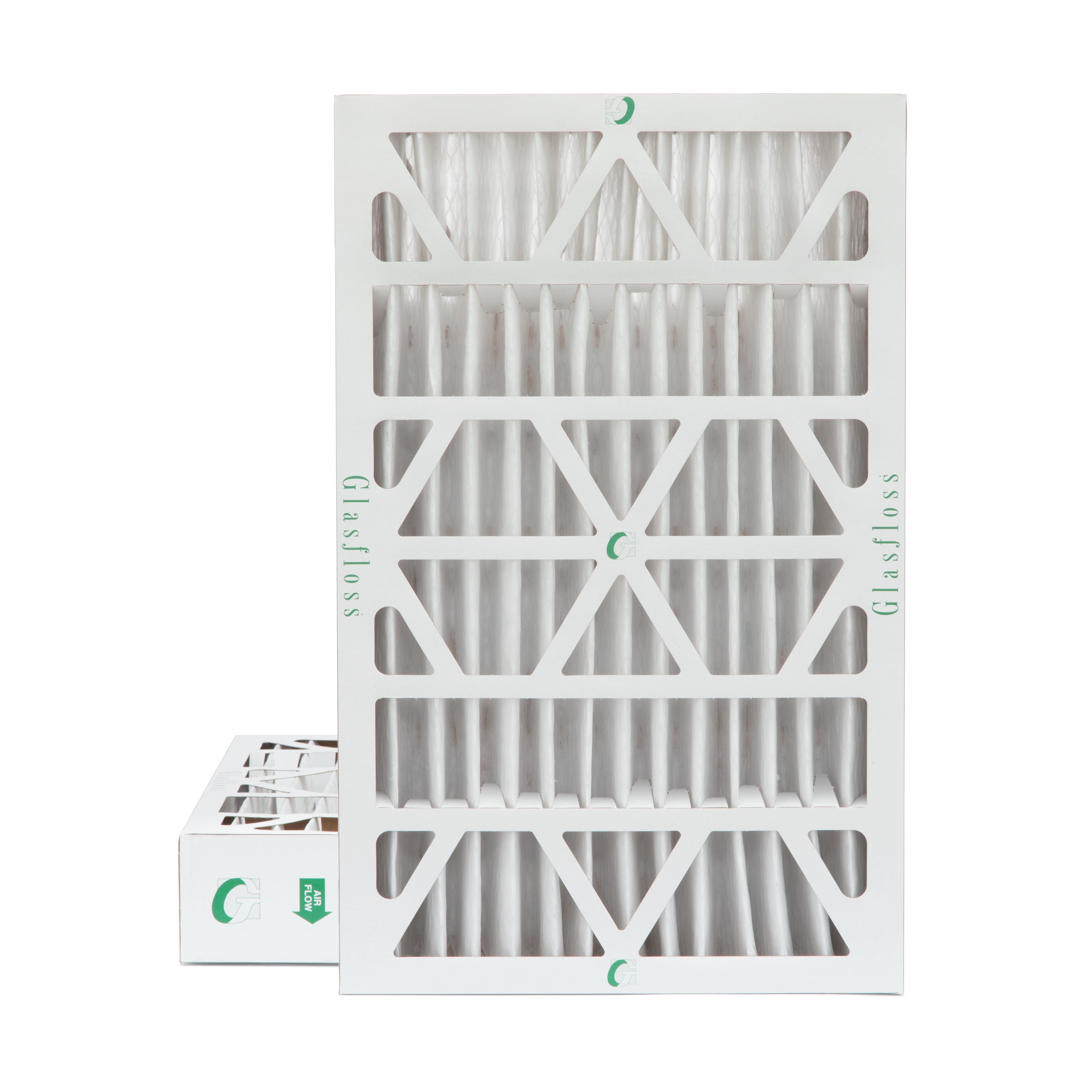 2 Pack Of 16x25x4 MERV 10 Pleated 4 Inch Air Filters By Glasfloss