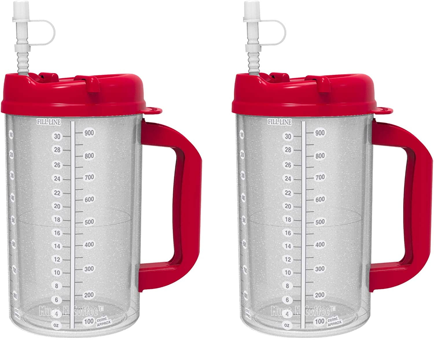 2 Pack of 32 oz Red Double Wall Insulated Hospital Mugs - Cold Drink ...