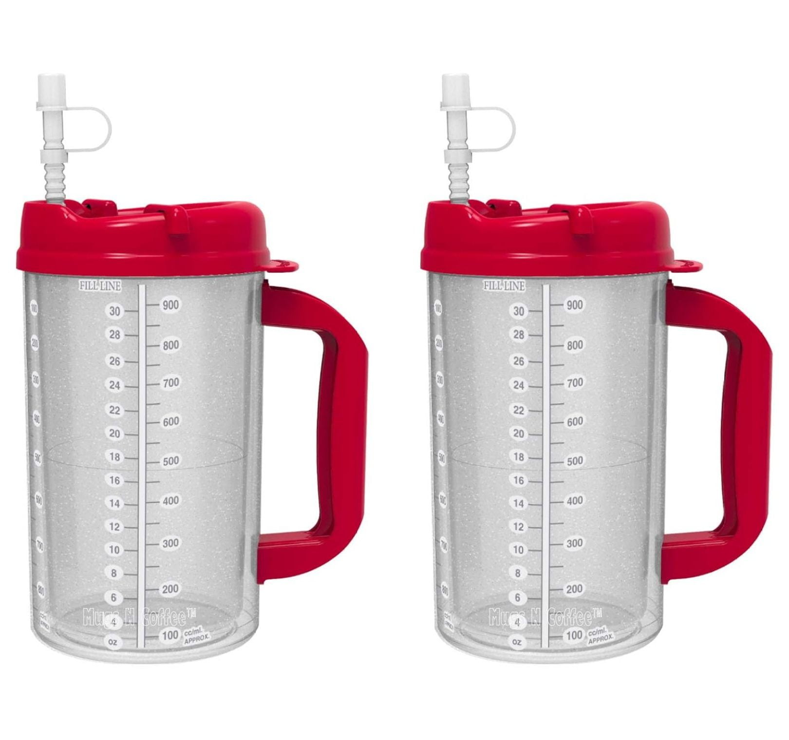 2 Pack of 32 oz Red Double Wall Insulated Hospital Mugs - Cold Drink ...