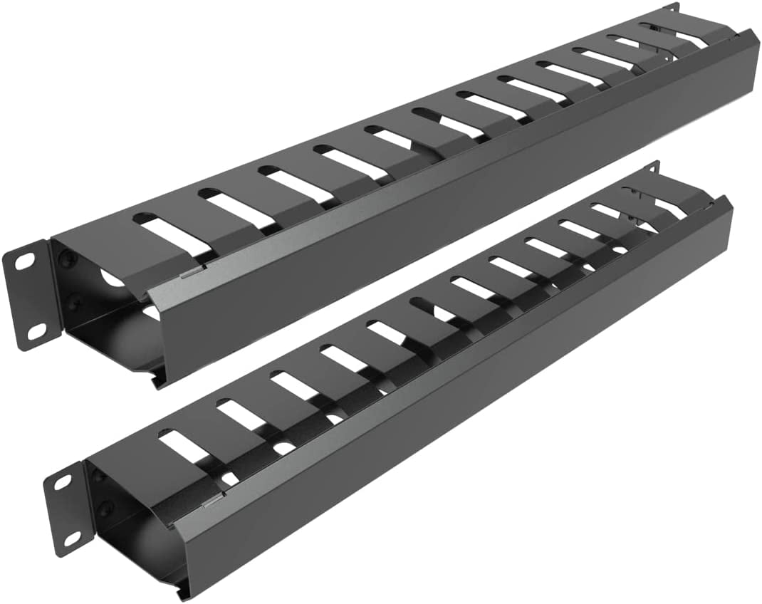 2 Pack of All Metal 1U Cable Management Horizontal Rack Mount Cable ...