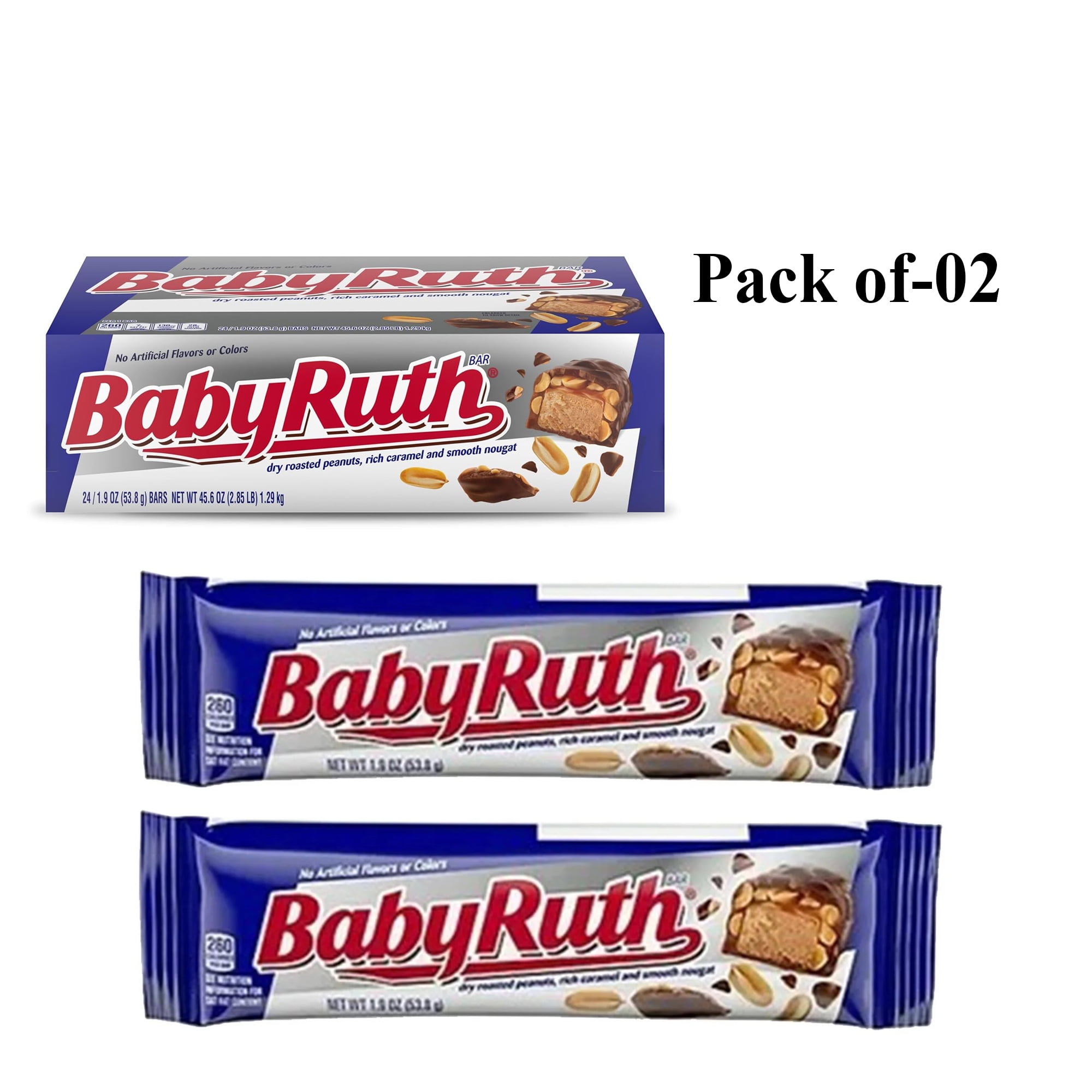 2 Pack of Baby Ruth - Full-Size Candy Bars for Snacks Time | 1.9 Oz Per ...